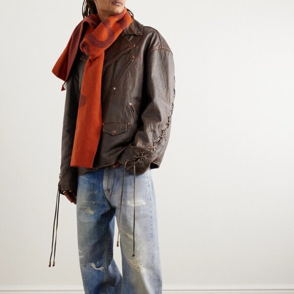 Acne Studios | Jackets & Coats | Acne Studios Laceup Crinkled Lambskin Biker Jacket In Brown ...